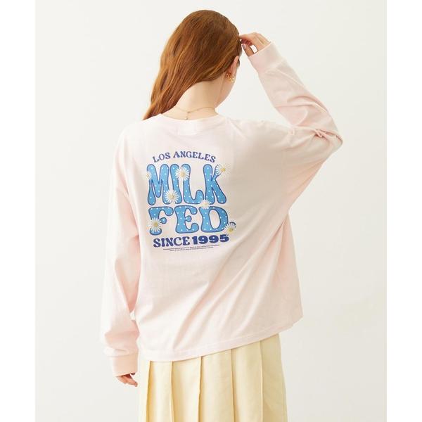 ZOZO問い合わせ番号:100138222ショップ:MILKFED.，ミルクフェドブランド:MILKFED.，ミルクフェド商品名:FLOWER DOT PATTERN LOGO WIDE L/S TEEカテゴリ:トップス>Tシャツ/カ...