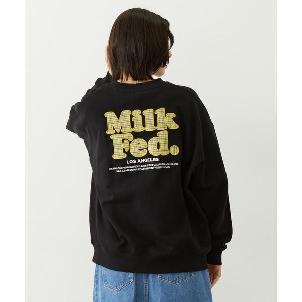 ZOZO問い合わせ番号:100138244ショップ:MILKFED.，ミルクフェドブランド:MILKFED.，ミルクフェド商品名:MILKFED. PLAID LOGO WIDE CREW SWEATカテゴリ:トップス>スウェットブラ...