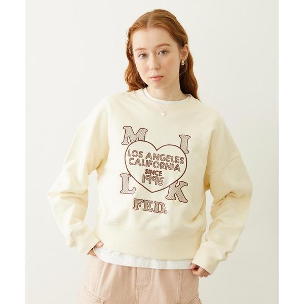 『セール実施中』ZOZO問い合わせ番号:100138245ショップ:MILKFED.，ミルクフェドブランド:MILKFED.，ミルクフェド商品名:STITCHED HEART LOGO SHORT CREW SWEATカテゴリ:トップス&g...