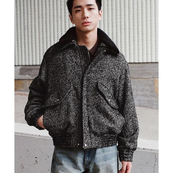ZOZO問い合わせ番号:100139914ショップ:MONO-MART，モノマートブランド:WYM LIDNM，ウィム バイ リドム商品名:DETACHABLE BOA TWEED HERRINGBONE BLOUSONカテゴリ:ジャケット...