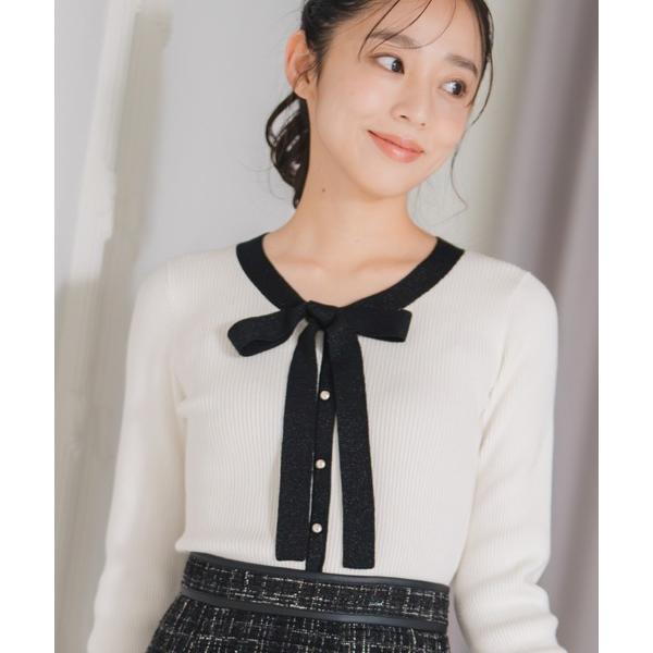 『タイムセール実施中』ZOZO問い合わせ番号:100139923ショップ:MISCH MASCH，ミッシュ マッシュブランド:MISCH MASCH，ミッシュマッシュ商品名:2025秋冬新作 ラメ配色ボウタイニットカテゴリ:トップス>...