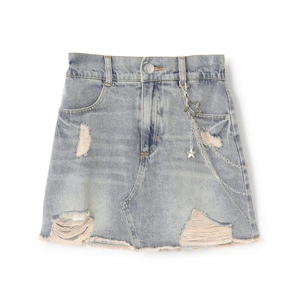 『セール実施中』ZOZO問い合わせ番号:100172579ショップ:NARUMIYA ONLINE，ナルミヤ オンラインブランド:LOVETOXIC，ラブトキシック商品名:【LTXC】チェーンつきダメージデニムミニスカートカテゴリ:スカート...