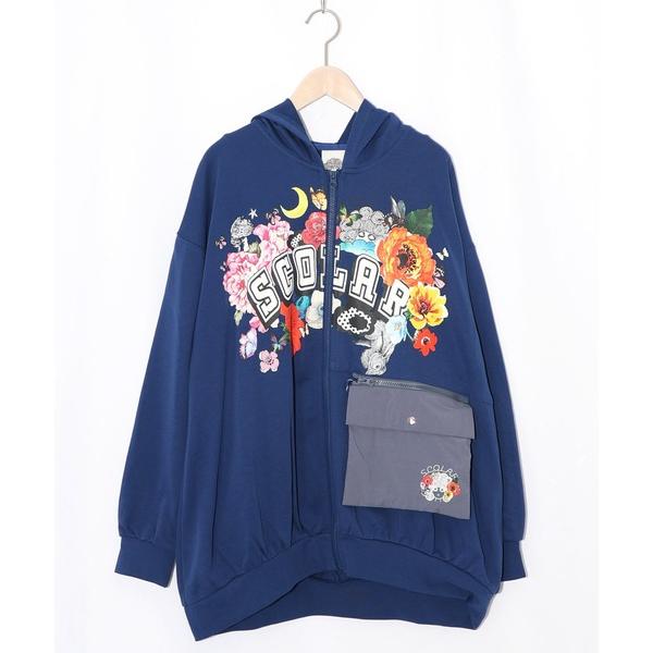 『セール実施中』ZOZO問い合わせ番号:100173557ショップ:ScoLar，スカラーブランド:ScoLar，スカラー商品名:153683：取り外し可能サコッシュ付き 花×ロゴパーカーカテゴリ:トップス>パーカーブランド品番:15...