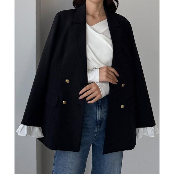 『タイムセール実施中』ZOZO問い合わせ番号:100174328ショップ:JUNOAH，ジュノアブランド:Louere，ルエレ商品名:フリルレイヤードデザインジャケットカテゴリ:ジャケット/アウター>テーラードジャケットブランド品番:...