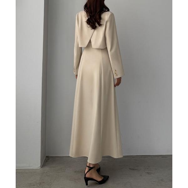 『タイムセール実施中』ZOZO問い合わせ番号:100174331ショップ:JUNOAH，ジュノアブランド:Louere，ルエレ商品名:バックスリットショートジャケットsetキャミフレアワンピースカテゴリ:ジャケット/アウター>セットア...