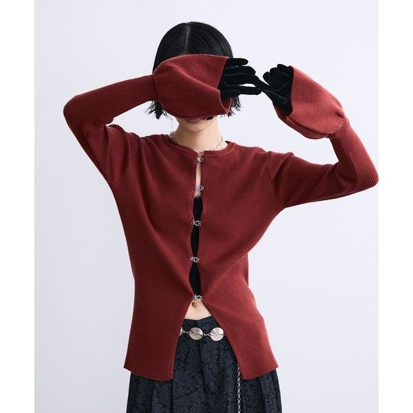 『タイムセール実施中』ZOZO問い合わせ番号:100174440ショップ:Auntie Rosa，アンティローザブランド:MONOe，モノエ商品名:メタルフックフレア袖リブカーディガンカテゴリ:トップス>カーディガン/ボレロブランド品...