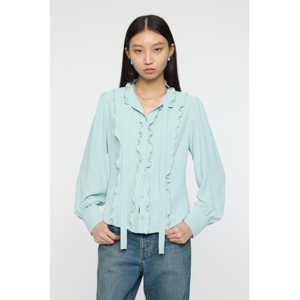 『セール実施中』ZOZO問い合わせ番号:100175461ショップ:MOUSSY，マウジーブランド:MOUSSY，マウジー商品名:GEORGETTE RUFFLES ブラウスカテゴリ:トップス>シャツ/ブラウスブランド品番:010IA...