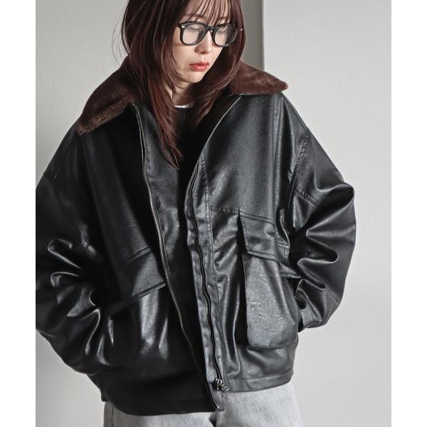 『タイムセール実施中』ZOZO問い合わせ番号:100223130ショップ:Rocky Monroe，ロッキーモンローブランド:COURO，コウロ商品名:襟ファー脱着中綿フェイクレザーブルゾンカテゴリ:ジャケット/アウター>ブルゾンブラ...
