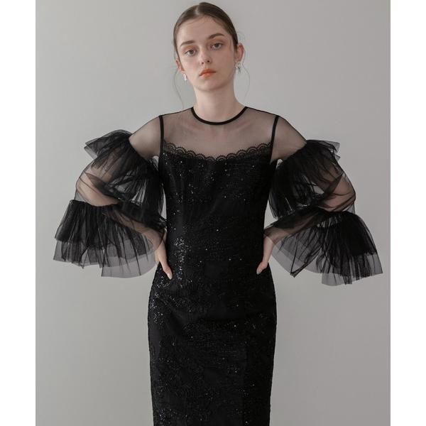 『セール実施中』ZOZO問い合わせ番号:100268952ショップ:Leja，レジャブランド:Leja，レジャ商品名:【LEJA】フリルチュールスリーブレースIラインワンピースドレス美脚効果結婚式 パーティードレス 成人式 二次会 同窓会 ...