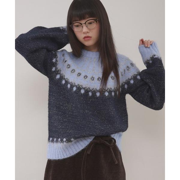 ZOZO問い合わせ番号:100310677ショップ:MUHET，ミュエータブランド:MUHET，ミュエータ商品名:glitter nordic pattern knit / グリッターノルディック柄ニットカテゴリ:トップス>ニット/セ...