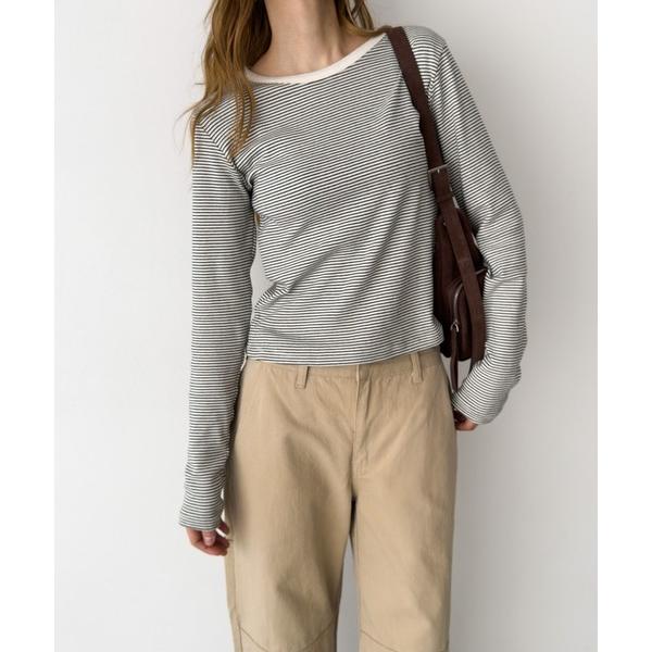 ZOZO問い合わせ番号:100345400ショップ:CANAL JEAN，キャナルジーンブランド:CANAL JEAN，キャナルジーン，Sleek，スリーク商品名:SLEEK　細ボーダーロングTシャツカテゴリ:トップス>Tシャツ/カッ...