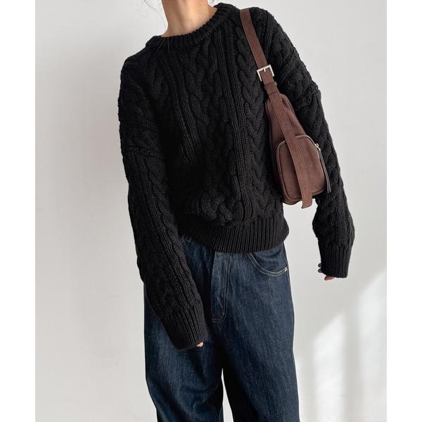 『セール実施中』ZOZO問い合わせ番号:100345402ショップ:CANAL JEAN，キャナルジーンブランド:CANAL JEAN，キャナルジーン，El mar，エルマール商品名:El mar　ケーブルクルーニットカテゴリ:トップス&g...