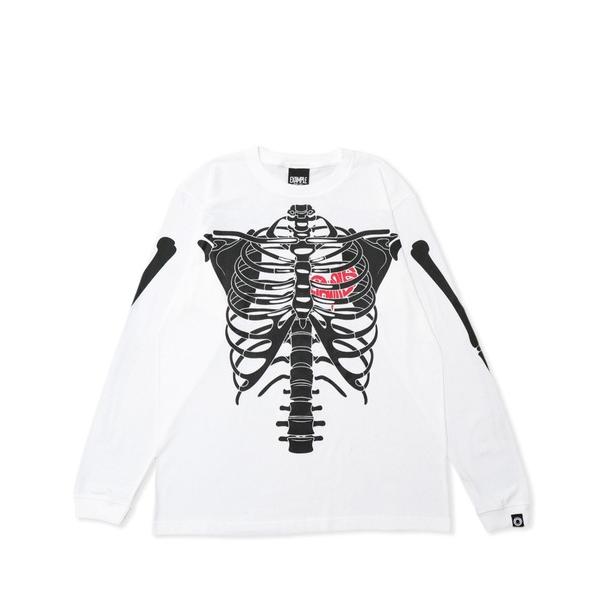 ZOZO問い合わせ番号:100345985ショップ:MFC STORE，エムエフシーストアーブランド:EXAMPLE，エグザンプル商品名:EXAMPLE BONES HEART L/S TEEカテゴリ:トップス>Tシャツ/カットソーブ...