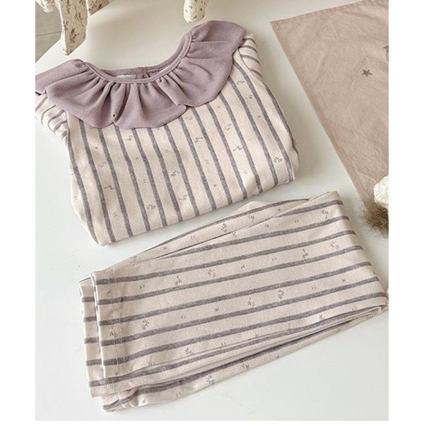 ZOZO問い合わせ番号:100346740ショップ:TeddyShop，テディショップブランド:DAY CLOSET，デイ クローゼット商品名:【セットアップ/なめらかピーチスキン仕立て】長袖フリル襟アソート総柄ルームウェア 上下2点セット...