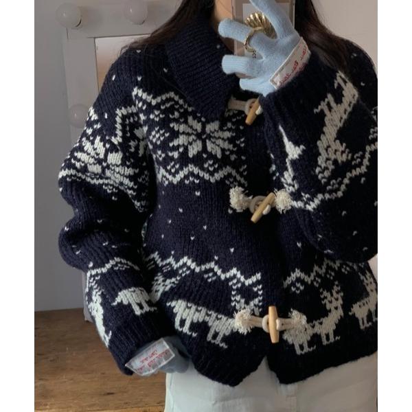 『タイムセール実施中』ZOZO問い合わせ番号:100347250ショップ:ABITOKYO，アビトーキョーブランド:Diosfront，ディオスフロント，ABITOKYO，アビトーキョー商品名:襟付き配色ジャガードニットカーディガンカテゴリ...