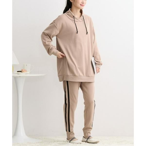 ZOZO問い合わせ番号:100379016ショップ:nissen，ニッセンブランド:QUNTSTYLE，キュントスタイル商品名:【産前・産後　授乳服】裏シャギー ルームウエアセット（プルオーバー＋サイドラインパンツ）カテゴリ:ママ＆ベビー&...