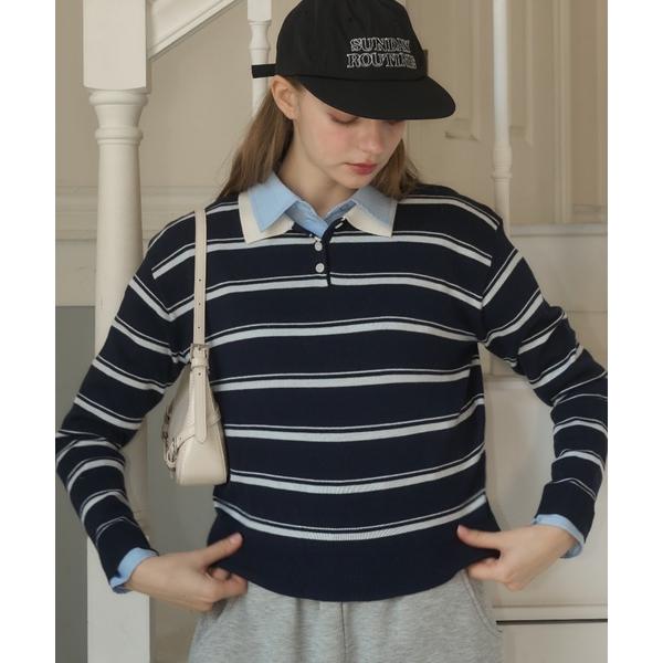 『タイムセール実施中』ZOZO問い合わせ番号:100382244ショップ:Auntie Rosa，アンティローザブランド:Birthday room，バースデイルーム商品名:ボーダーニットポロ/border knit poloカテゴリ:トッ...