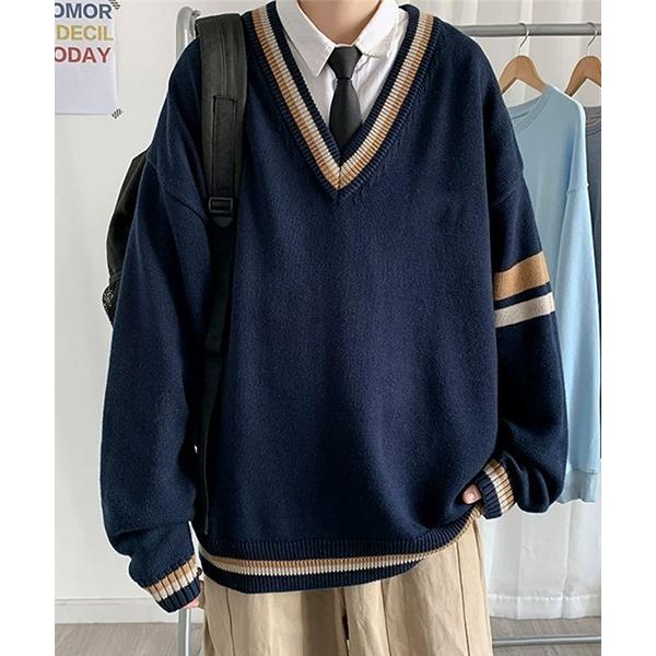 ZOZO問い合わせ番号:100414265ショップ:realize，レアリゼブランド:ARCHIVER，アーカイバ商品名:【Bz】Vネックラインスクールニットセーターカテゴリ:トップス>ニット/セーターブランド品番:CB0235素材:...