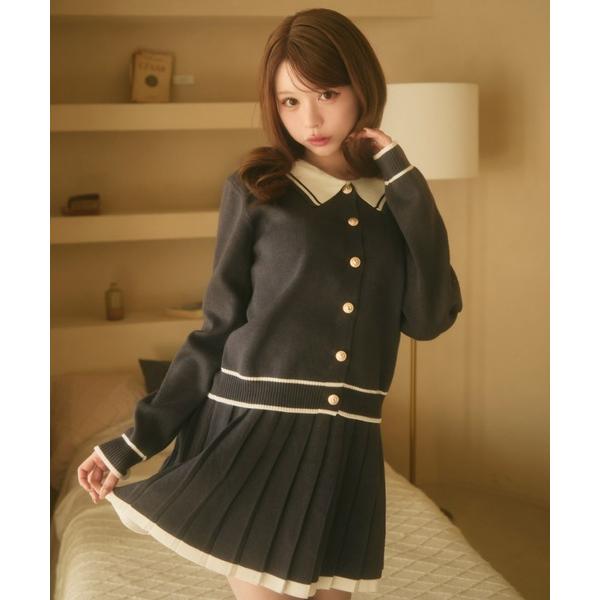 『セール実施中』ZOZO問い合わせ番号:100415804ショップ:Auntie Rosa，アンティローザブランド:TITTY&amp;CO.，ティティーアンドコー商品名:ライン入りポロカラーニットセットアップカテゴリ:ジャケット/アウター...