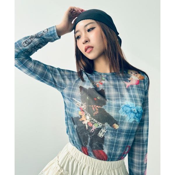 ZOZO問い合わせ番号:100417290ショップ:Auntie Rosa，アンティローザブランド:Y2K SYNAPSE FACTORY，ワイツーケー シナプスファクトリー商品名:【cat】シアーロングTシャツカテゴリ:トップス>T...