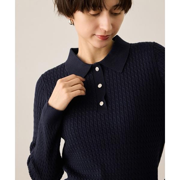 『セール実施中』ZOZO問い合わせ番号:100449147ショップ:ROPE' PICNIC，ロぺピクニックブランド:ROPE' PICNIC，ロペピクニック商品名:ポロカラーミニケーブルニット/イージーケアカテゴリ:トップス>ニット...