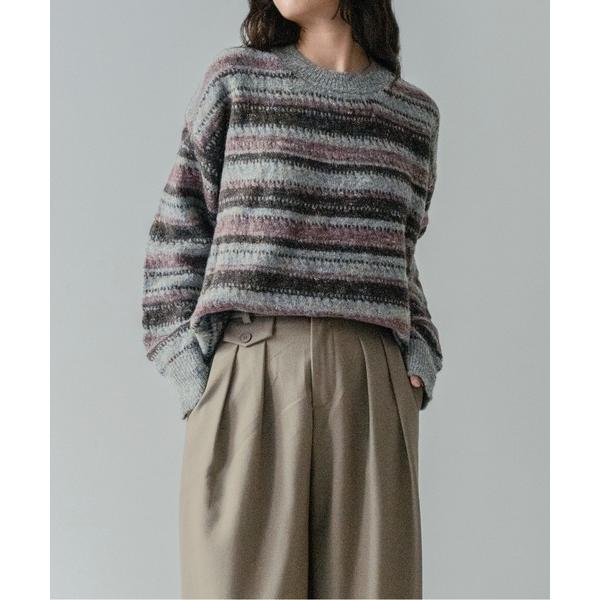 『タイムセール実施中』ZOZO問い合わせ番号:100450988ショップ:by muni:r，バイ ムニールブランド:on:nue，オンニュ商品名:【on:nue】[着用動画あり！/4色展開] ビンテージ風ウール混マルチカラーボーダーニット...