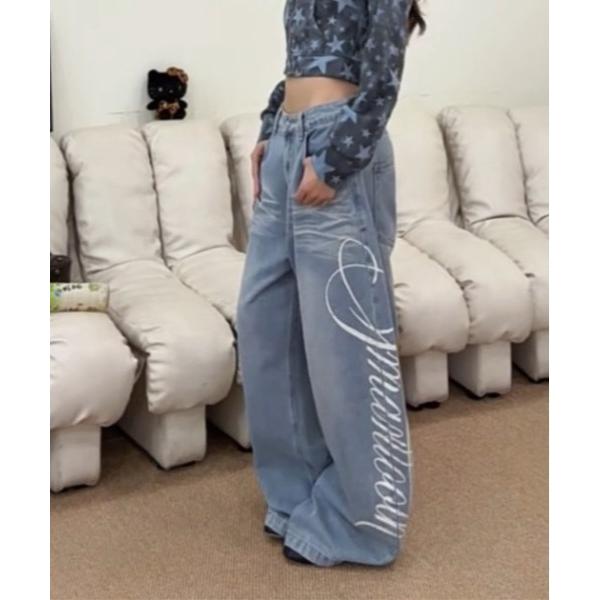 『セール実施中』ZOZO問い合わせ番号:100473813ショップ:PATRIOT TAXI，パトリオットタクシーブランド:shameless，シェイムレス商品名:ゆるだぼシルエットサイドロゴプリントデニムパンツカテゴリ:パンツ>デニ...