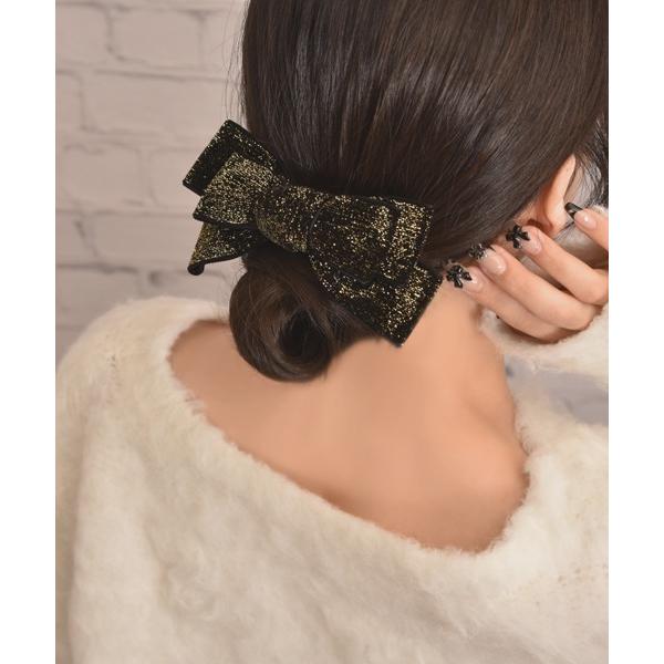 『タイムセール実施中』ZOZO問い合わせ番号:100489697ショップ:VIBGYOR，ヴィブジョーブランド:VIBGYOR Women，ヴィブジョー　ウィメン商品名:【float】ベロア ゴールド ラメ リボン デザイン ヘアクリップカ...