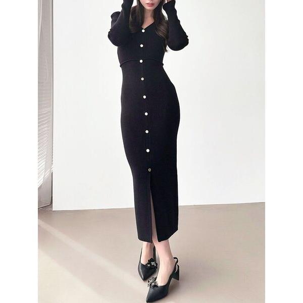 『タイムセール実施中』ZOZO問い合わせ番号:100492634ショップ:RESEXXY，リゼクシーブランド:RESEXXY，リゼクシー商品名:ゴールドボタンタイトニットワンピースカテゴリ:ワンピース/ドレス>ワンピースブランド品番:...