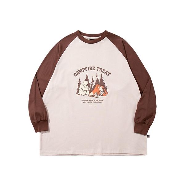 ZOZO問い合わせ番号:100493600ショップ:aimoha，アイモハブランド:S'more，スモア商品名:S'more　Campfire Treat Raglan L/S Tee キャンプファイヤートリートラグランロングスリーブTシャ...