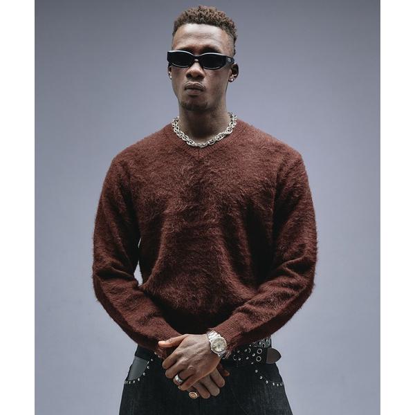 『セール実施中』ZOZO問い合わせ番号:100524365ショップ:FTW，エフティーダブリューブランド:ANDER HUNK，アンダーハンク商品名:Damaged Shaggy V-neck Knit / ダメージシャギーVネックニットカ...