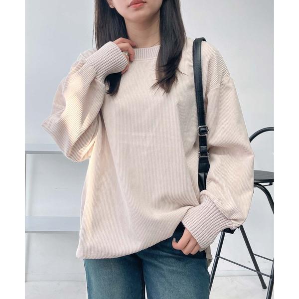 『タイムセール実施中』ZOZO問い合わせ番号:100525048ショップ:AS KNOW AS PLUS，アズノゥアズプラスブランド:AS KNOW AS plus，アズノゥアズプラス商品名:♪ゆったりリブとコーデュロイ スリット入りプルオ...