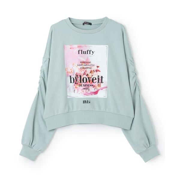 『セール実施中』ZOZO問い合わせ番号:100555176ショップ:NARUMIYA ONLINE，ナルミヤ オンラインブランド:by LOVEiT，バイラビット商品名:袖シャーリングケーキプリントプルオーバーカテゴリ:トップス>スウ...