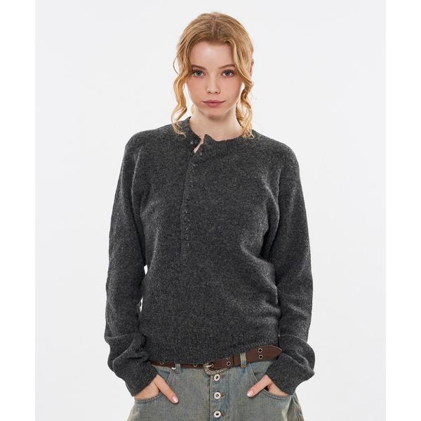 『タイムセール実施中』ZOZO問い合わせ番号:100555290ショップ:FTW，エフティーダブリューブランド:WISH FOR EVER，ウィッシュフォーエバー商品名:HENRY BUTTON WOOL-BLEND MELANGE KNI...