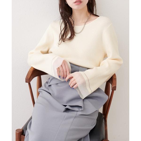 ZOZO問い合わせ番号:100619805ショップ:natural couture，ナチュラルクチュールブランド:natural couture，ナチュラルクチュール商品名:【WEB限定】袖口シアーフレアニットカテゴリ:トップス>ニッ...