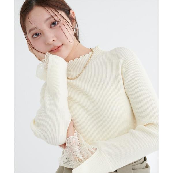 『タイムセール実施中』ZOZO問い合わせ番号:100619806ショップ:natural couture，ナチュラルクチュールブランド:natural couture，ナチュラルクチュール商品名:袖口レースもちもちリブタートルカテゴリ:トッ...