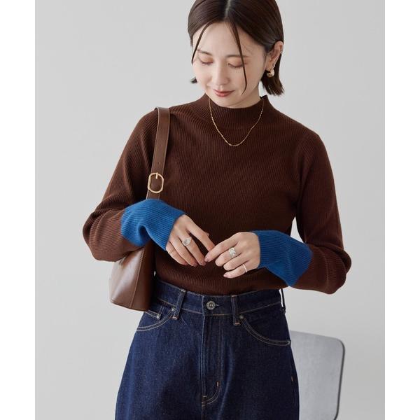 ZOZO問い合わせ番号:100650150ショップ:AMERICAN HOLIC，アメリカンホリックブランド:AMERICAN HOLIC，アメリカンホリック商品名:バイパチ袖配色リブプルオーバーカテゴリ:トップス>ニット/セーターブ...