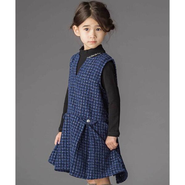 『タイムセール実施中』ZOZO問い合わせ番号:100650489ショップ:BEBE ONLINE STORE，ベベ オンラインストアブランド:BeBe Petits Pois Vert，ベベプチポワヴェール商品名:Aラインニットツイードジャ...