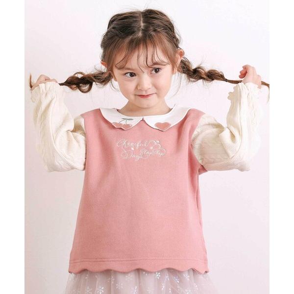『タイムセール実施中』ZOZO問い合わせ番号:100650498ショップ:BEBE ONLINE STORE，ベベ オンラインストアブランド:SLAP SLIP，スラップスリップ商品名:【裏起毛】ハートチェリーイチゴ刺しゅう襟付き袖切り替え...