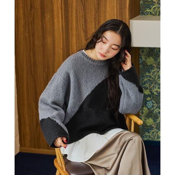 『タイムセール実施中』ZOZO問い合わせ番号:100650616ショップ:niko and...，ニコアンドブランド:niko and...，ニコアンド商品名:バイカラーアートニットプルオーバーカテゴリ:トップス>ニット/セーターブラ...