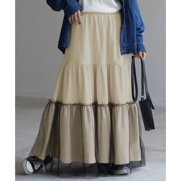 ZOZO問い合わせ番号:100651290ショップ:HUG.U，ハグユーブランド:HUG.U，ハグユー商品名:チュールドッキングスウェットフレアスカートカテゴリ:スカート>スカートブランド品番:d687素材:本体: ポリエステル65%...