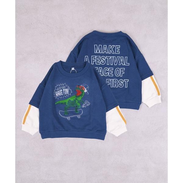 『タイムセール実施中』ZOZO問い合わせ番号:100652530ショップ:MARKEY'S，マーキーズブランド:LSP WOW，エルエスピーワオ，MARKEY'S，マーキーズ商品名:【LSP WOW!】裏毛恐竜スパンコール刺繍袖フェイクレイ...