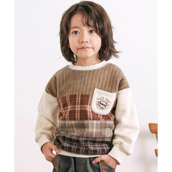 『タイムセール実施中』ZOZO問い合わせ番号:100685056ショップ:BEBE ONLINE STORE，ベベ オンラインストアブランド:SLAP SLIP，スラップスリップ商品名:【裏起毛】胸ポケット付きチェック切り替えトレーナー(8...