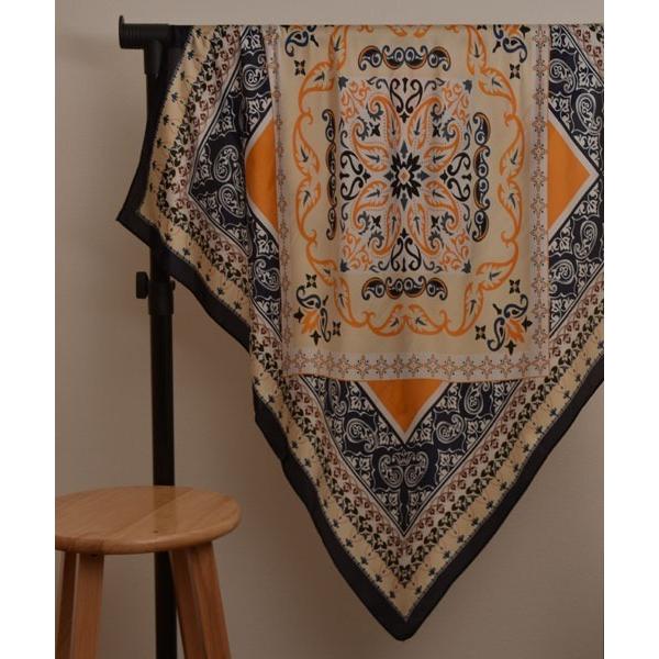 『タイムセール実施中』ZOZO問い合わせ番号:100685790ショップ:TONE，トーンブランド:TONE SELECT GOODS，トーンセレクトグッズ商品名:【resonance】ジオメトリック柄 レトロ シルクタッチ 大判スカーフ【...