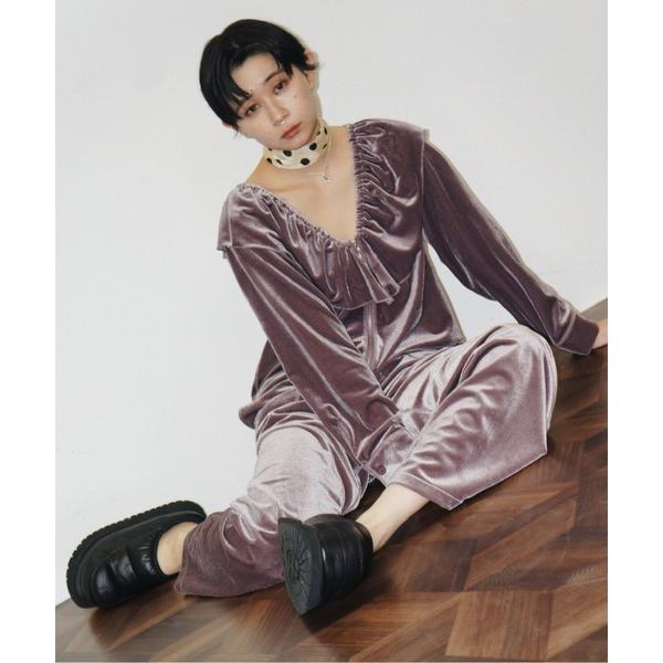 ZOZO問い合わせ番号:100686152ショップ:19 roots studio，ナインティーン ルーツ スタジオブランド:musubore，ムスボレ商品名:velours frill rompers / ベロアフリルロンパースカテゴリ:...