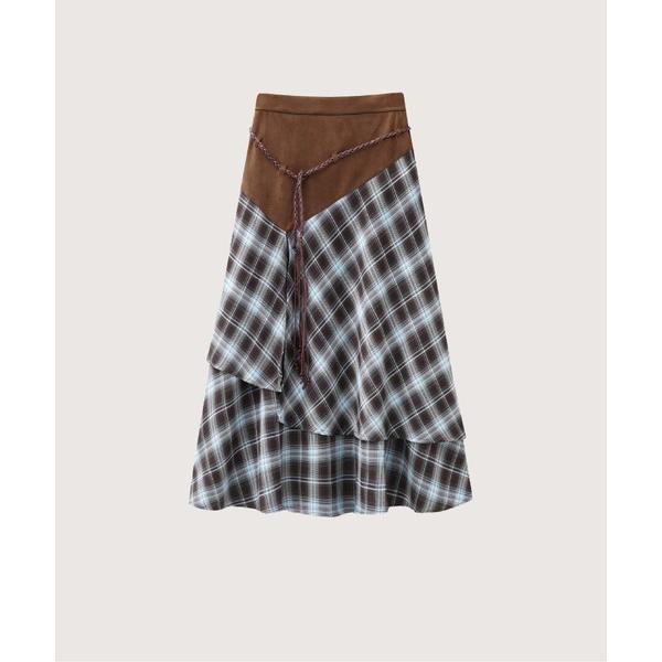 ZOZO問い合わせ番号:100686421ショップ:P L U M STORE，プラム ストアブランド:LA POMME jours，ラポミ・ジュール商品名:Asymmetry Plaid Stitching Skirtカテゴリ:スカート&...