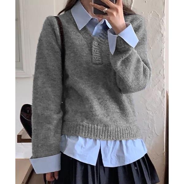 『タイムセール実施中』ZOZO問い合わせ番号:100686877ショップ:CERCA，チェルカブランド:Chiina，チーナ商品名:Chiina/フェイクレイヤードニットシャツカテゴリ:トップス>ニット/セーターブランド品番:SDL0...