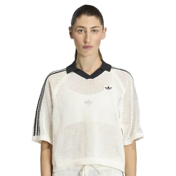 ZOZO問い合わせ番号:100687184ショップ:atmos pink，アトモスピンクブランド:adidas，アディダス商品名:adidas KNITTED CROCHET POLO / アディダス ニット クロシェ ポロカテゴリ:トップ...