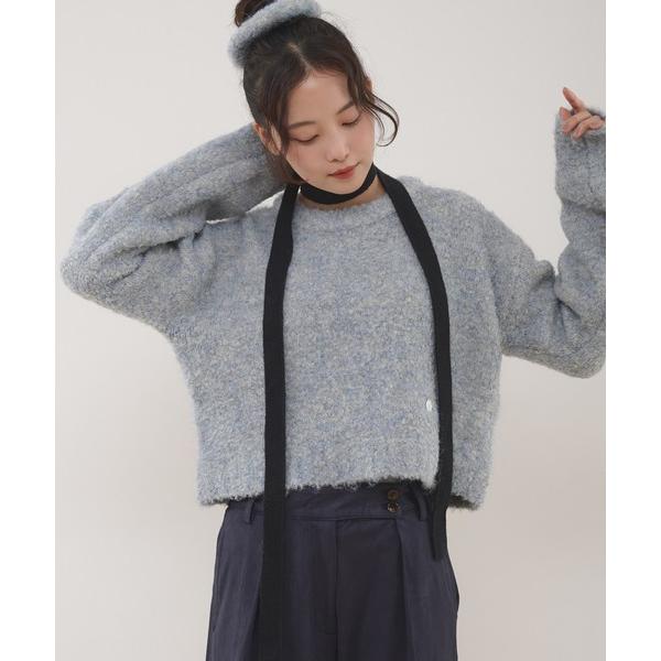 『セール実施中』ZOZO問い合わせ番号:100723083ショップ:MUHET，ミュエータブランド:MUHET，ミュエータ商品名:loop yarn short knit ＆ scrunchie set / ループヤーンショート丈ニット＆シ...