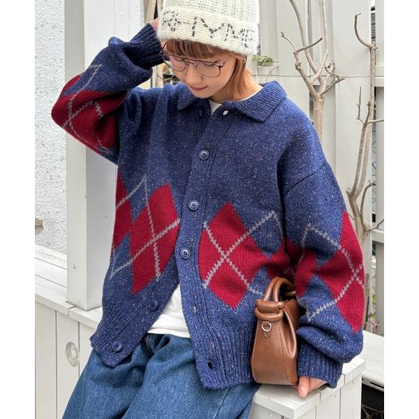 『セール実施中』ZOZO問い合わせ番号:100723477ショップ:CIAOPANIC TYPY，チャオパニックティピーブランド:CIAOPANIC TYPY，チャオパニックティピー商品名:【UNISEX】アーガイル襟ネップニットカーディガ...